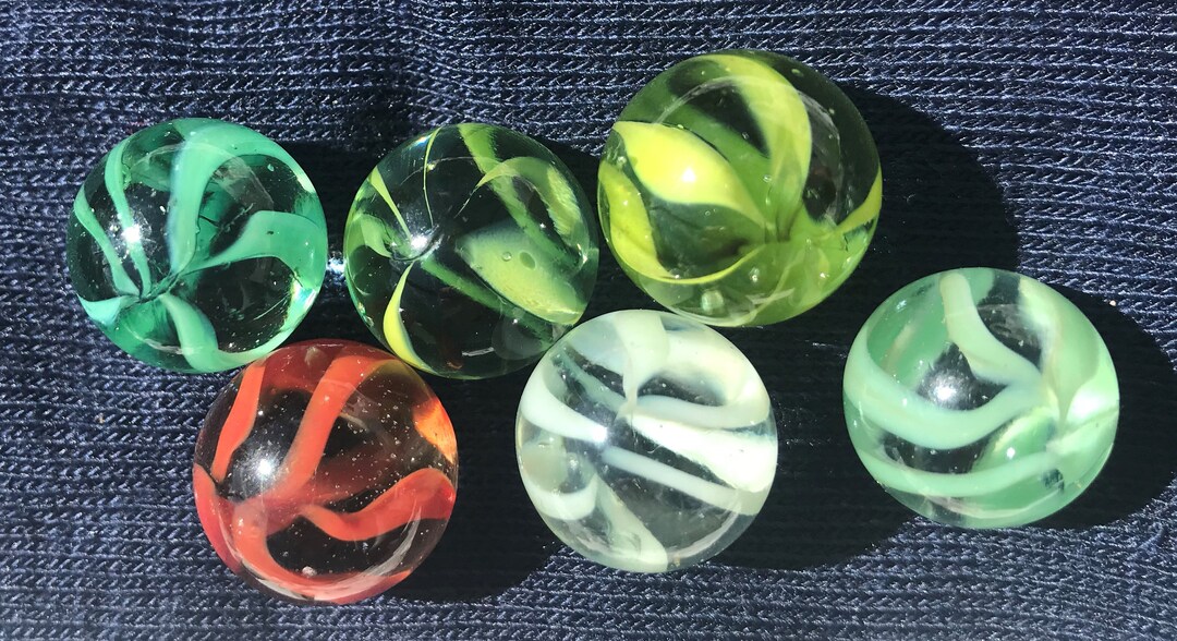 VITRO AGATE RIBBON 6 Finger Marbles Red Yellow Blue Green - Etsy