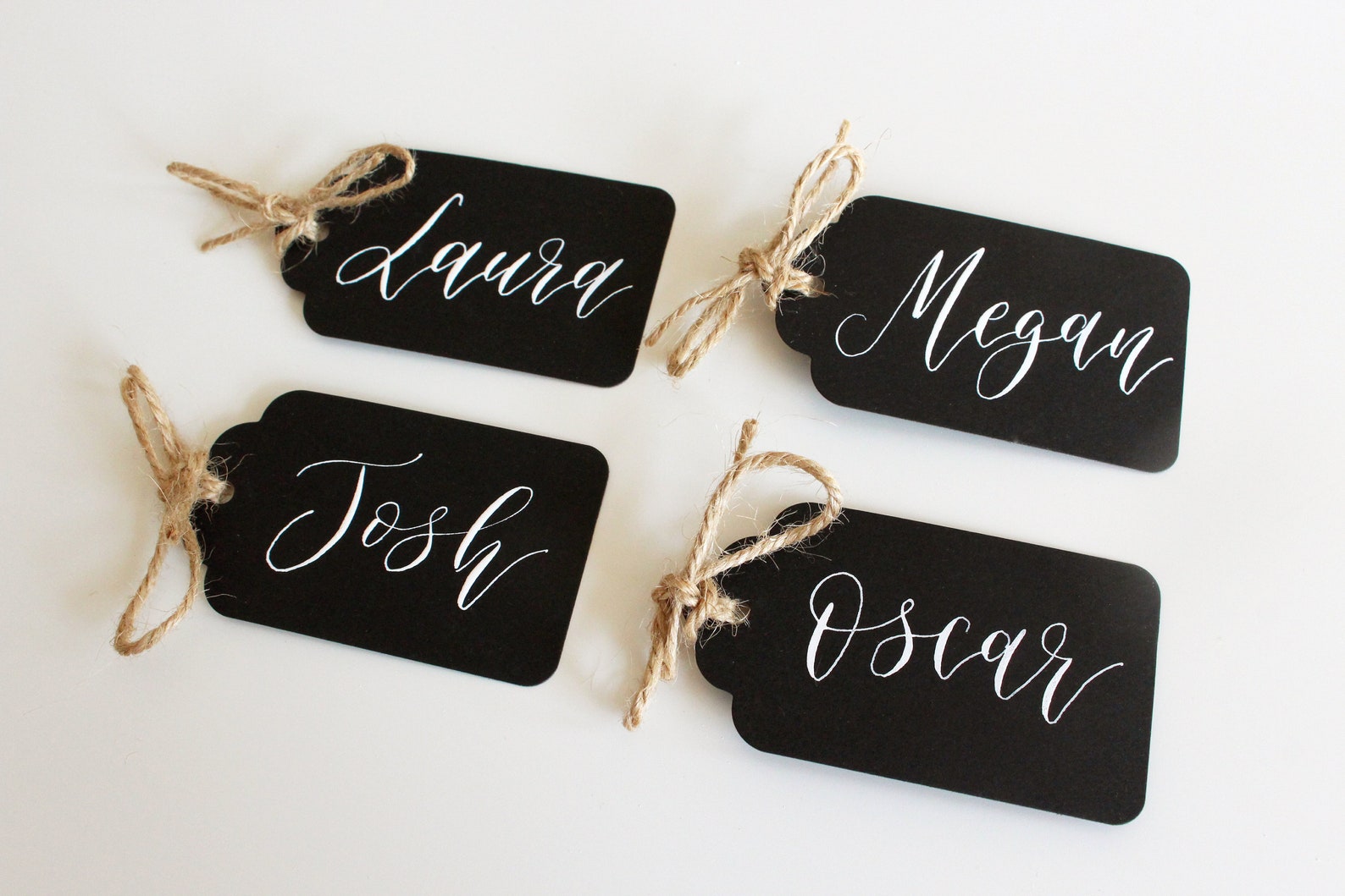 Set of 20 Calligraphy Name Tags Simple Black and White | Etsy
