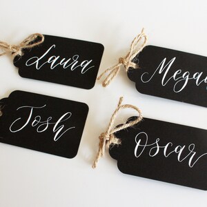 Set of 20 Calligraphy Name Tags Simple Black and White | Etsy