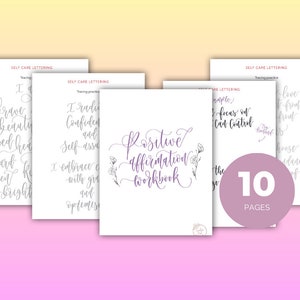 Positive Affirmation Modern Calligraphy Digital Workbook - Practice ...