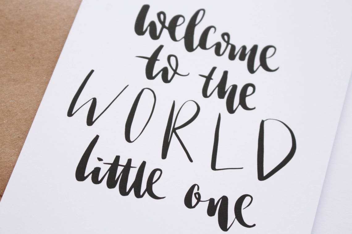 Hand Lettered Newborn Card 'Welcome To The World Little | Etsy