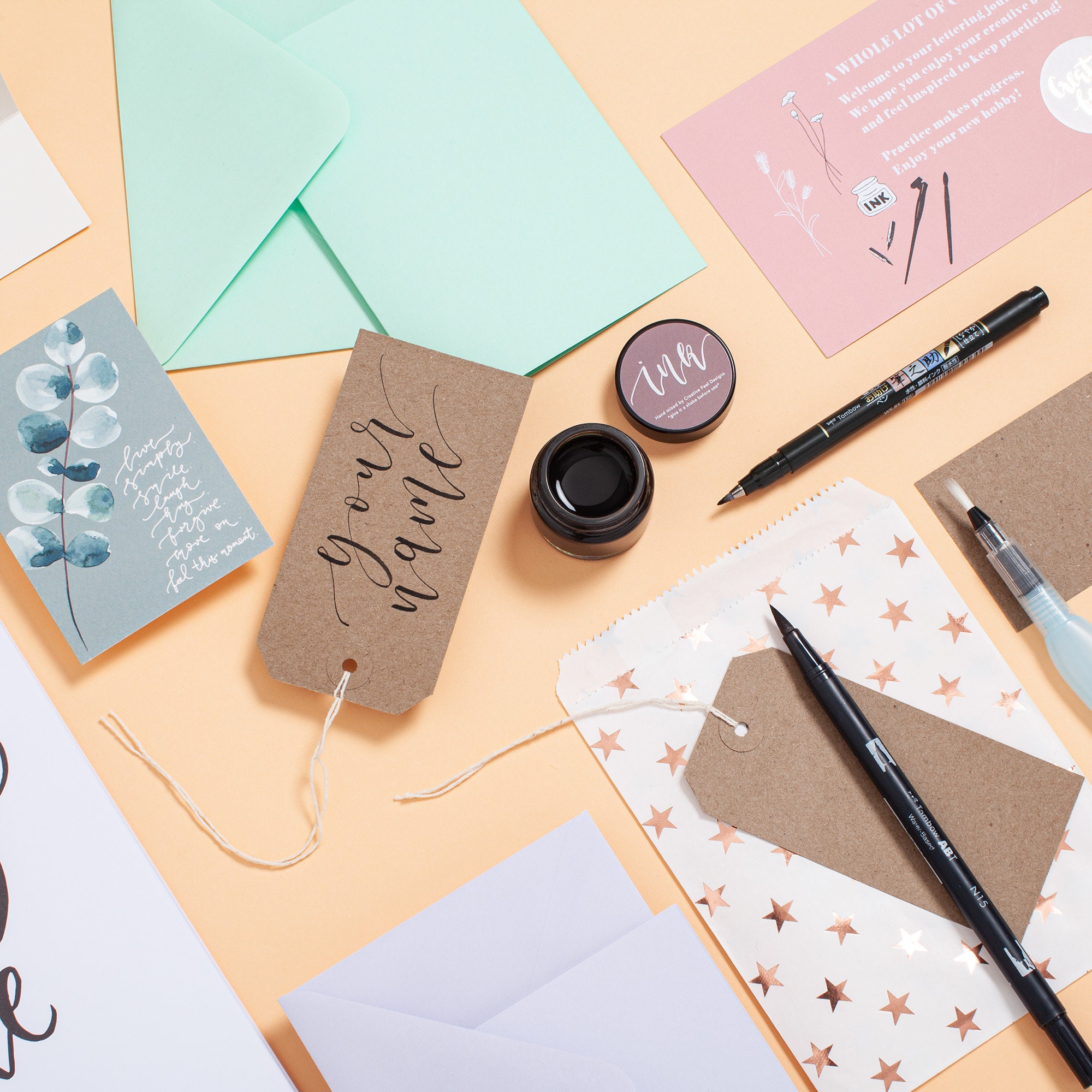 Brush Lettering Kit Learn Modern Calligraphy Practice - Etsy UK