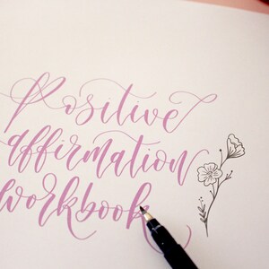 Positive Affirmation Modern Calligraphy Digital Workbook - Practice ...