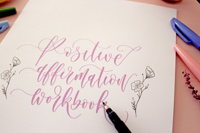 Positive Affirmation Modern Calligraphy Digital Workbook - Practice ...