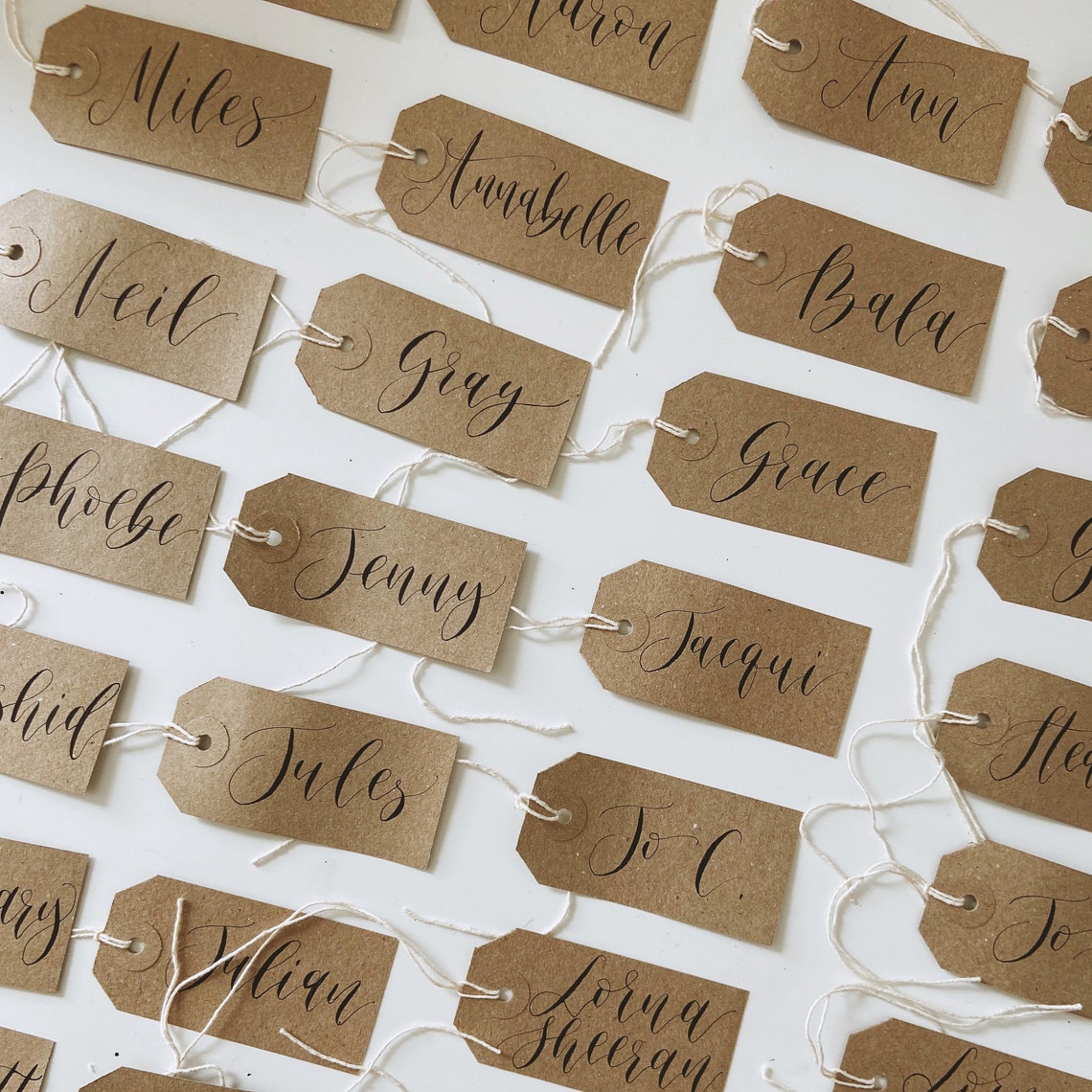 Modern Calligraphy Name Tags Set of 5x Rustic Kraft Brown Tags - Etsy UK