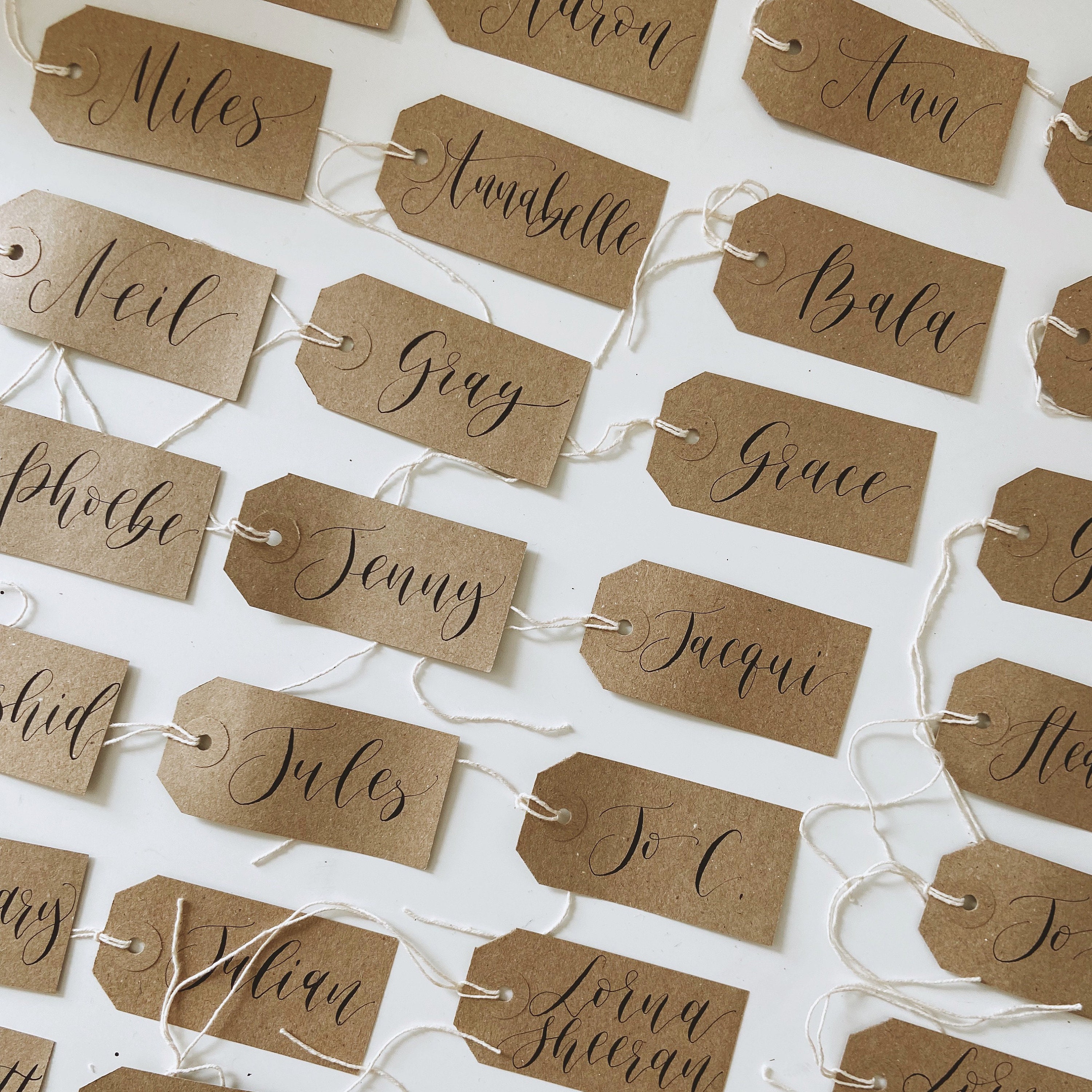 Modern Calligraphy Name Tags Set of 5x Rustic Kraft Brown Tags - Etsy UK