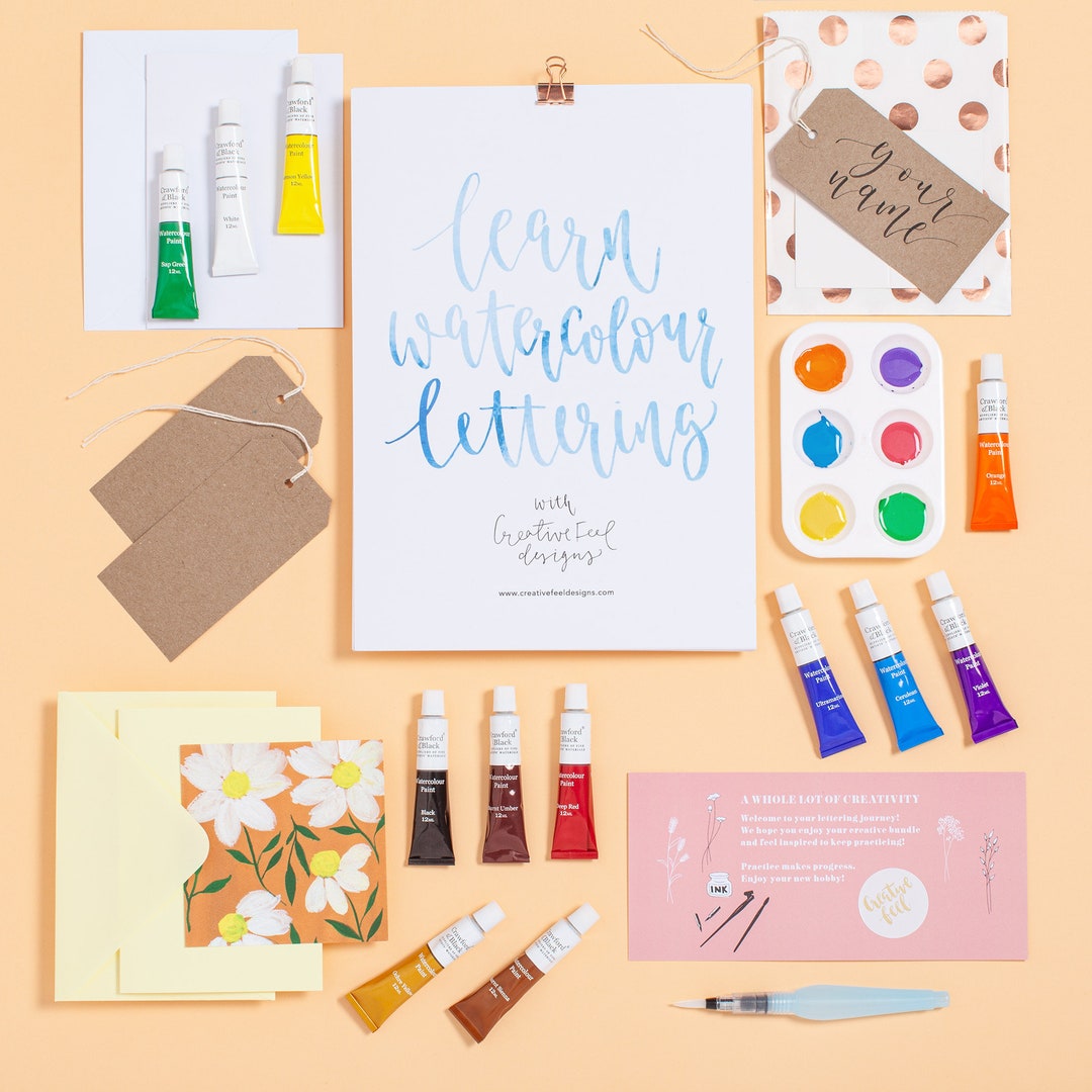 Watercolour Brush Lettering Starter Kit Learn Watercolour Calligraphy ...