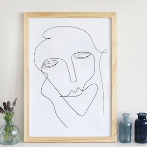 Line Drawing Print One Line Art Abstract Face Print Minimal Wall Art ...