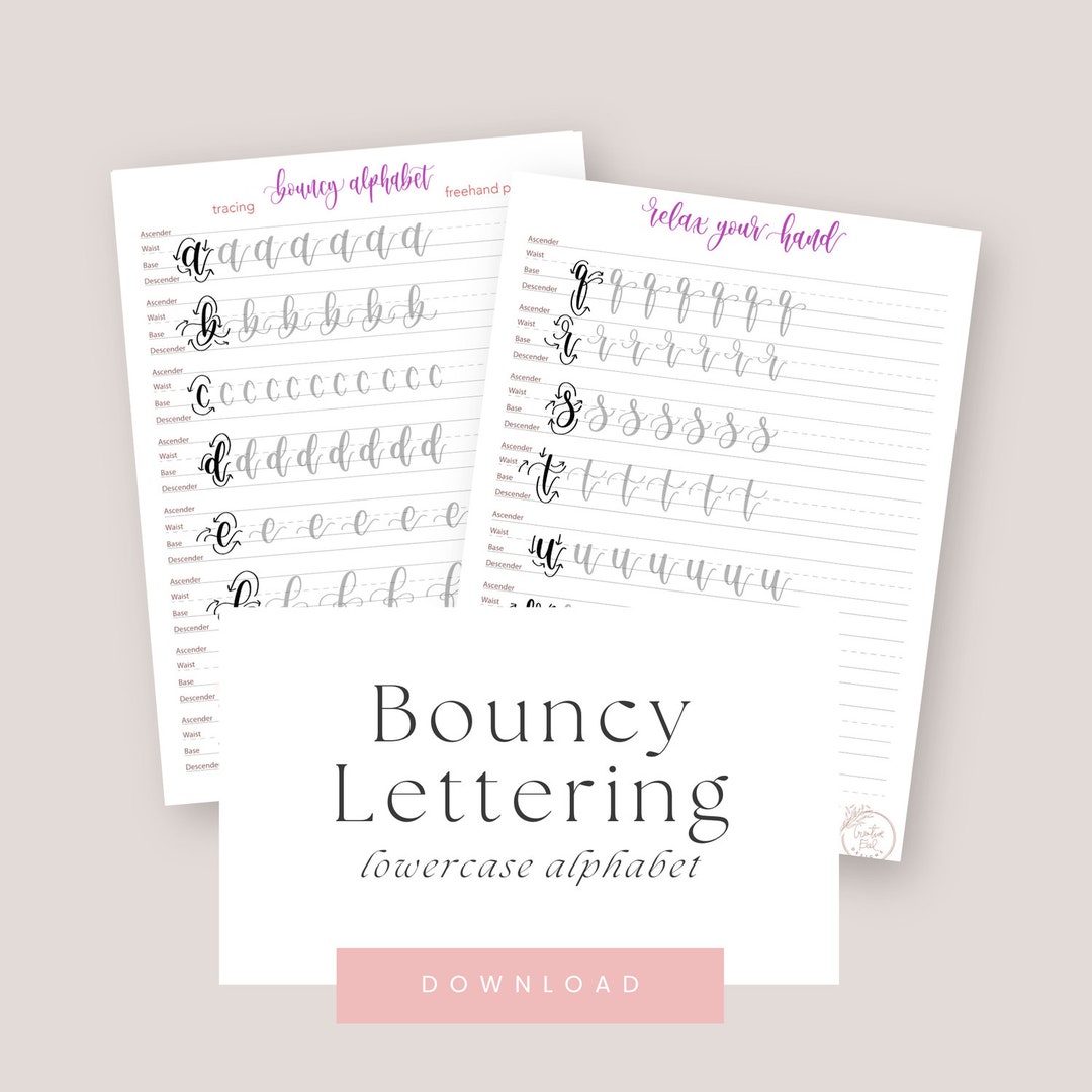 Bouncy Lettering Lowercase Alphabet Calligraphy Worksheets - Etsy