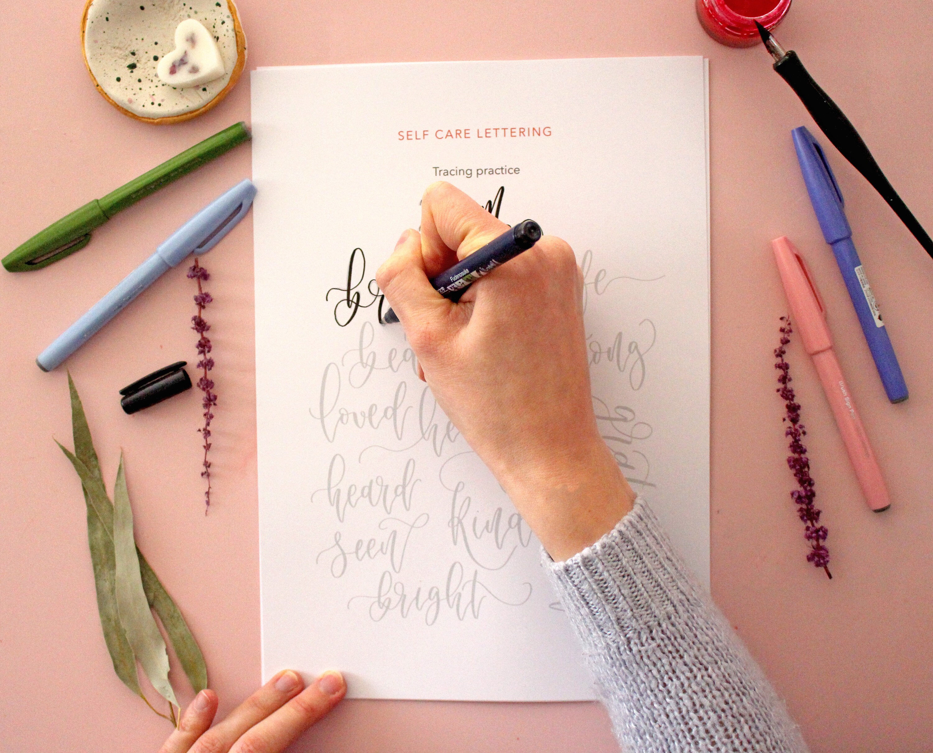 Positive Affirmation Modern Calligraphy Digital Workbook - Practice ...