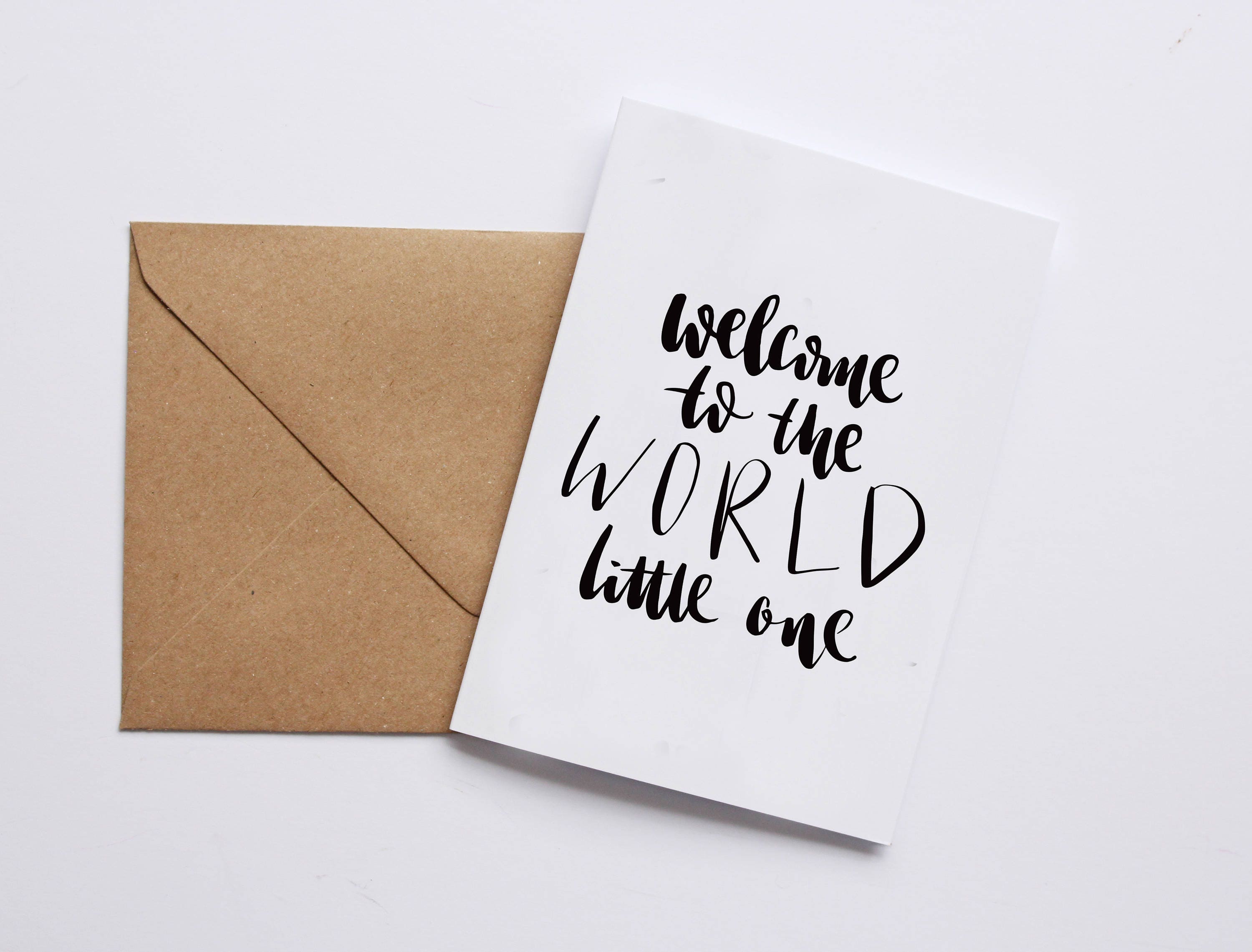 Hand Lettered Newborn Card 'Welcome To The World Little | Etsy