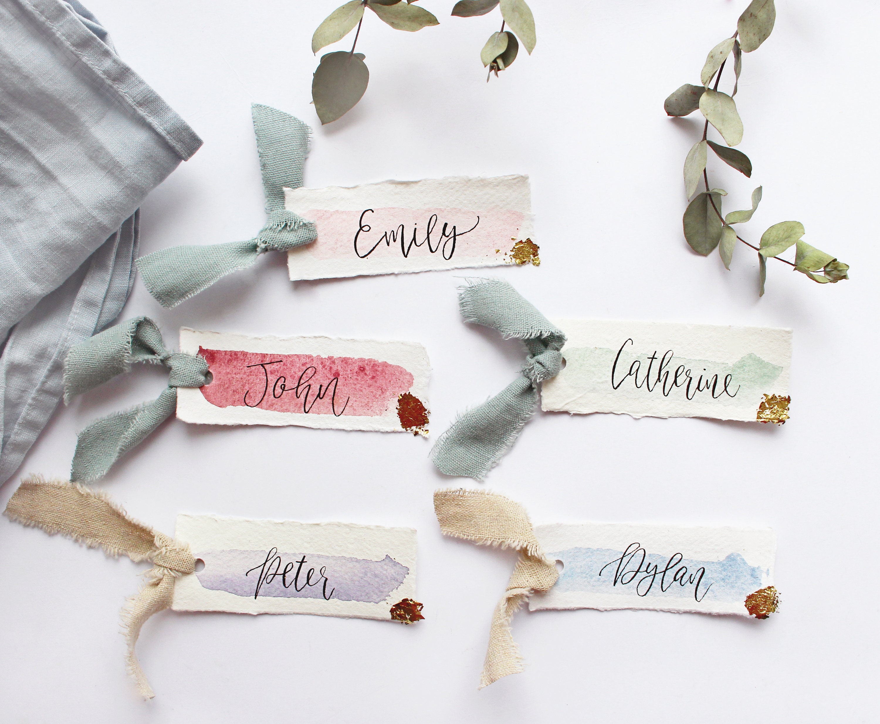 Modern Calligraphy Place Cards Handmade Paper Table Cards - Etsy