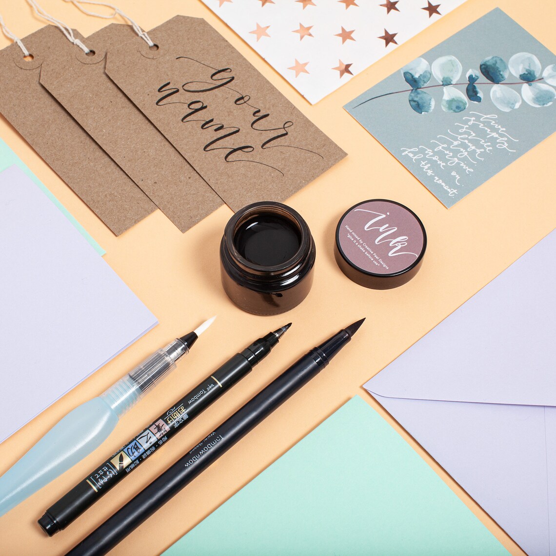 Brush Lettering Kit Learn Modern Calligraphy Practice - Etsy