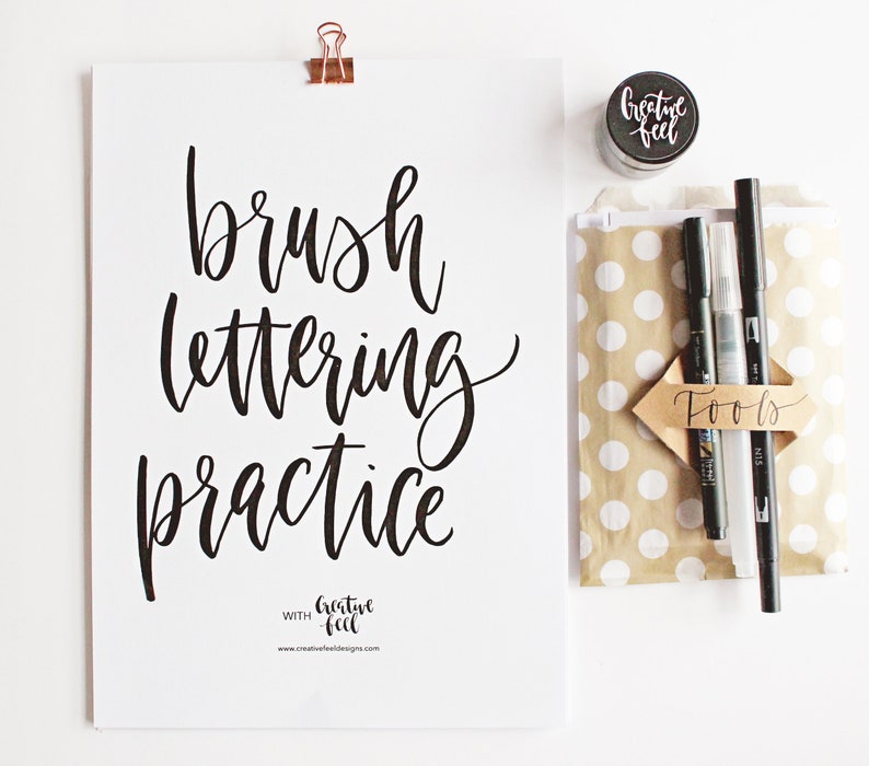 Brush Lettering Kit Learn Modern Calligraphy Practice | Etsy