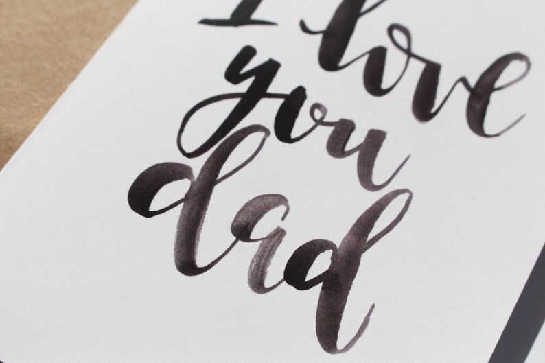 Father's Day Card I Love You Dad Card Brush Lettering - Etsy