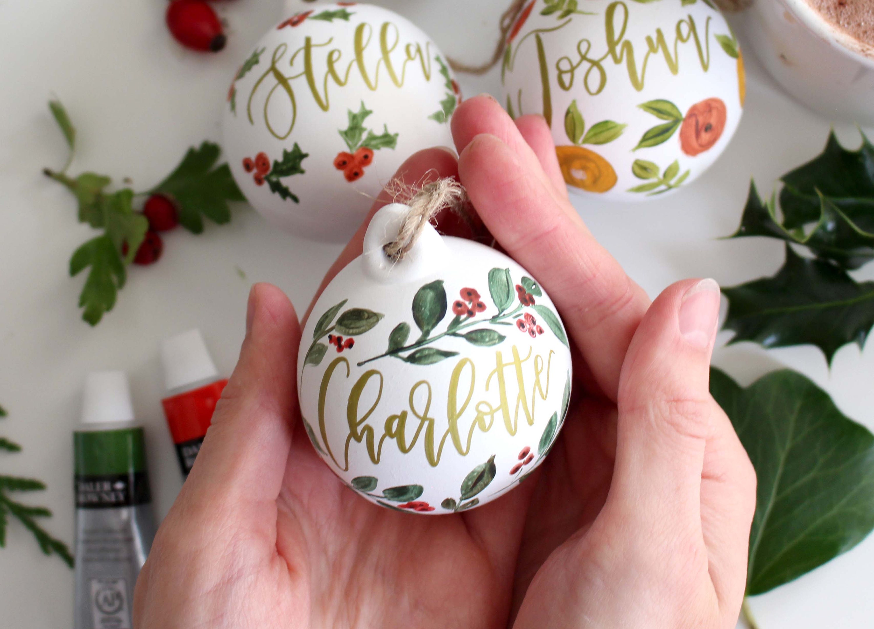 Personalised Baubles Hand Painted and Hand Lettered Gold - Etsy
