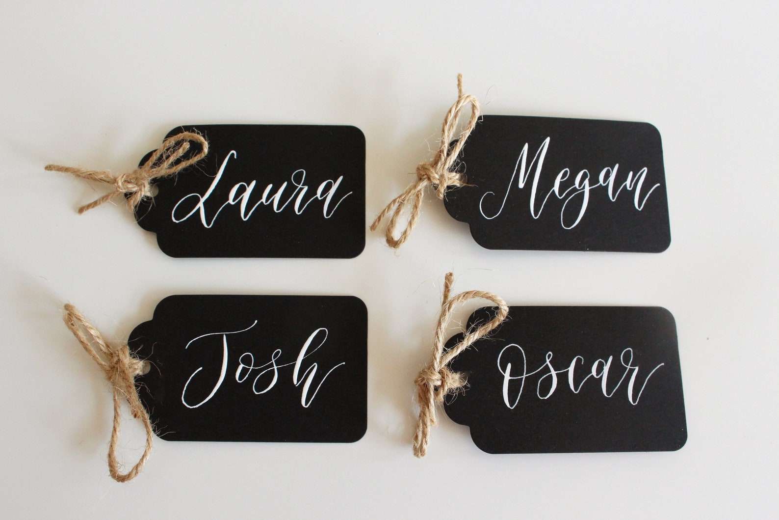 Set of 20 Calligraphy Name Tags Simple Black and White | Etsy
