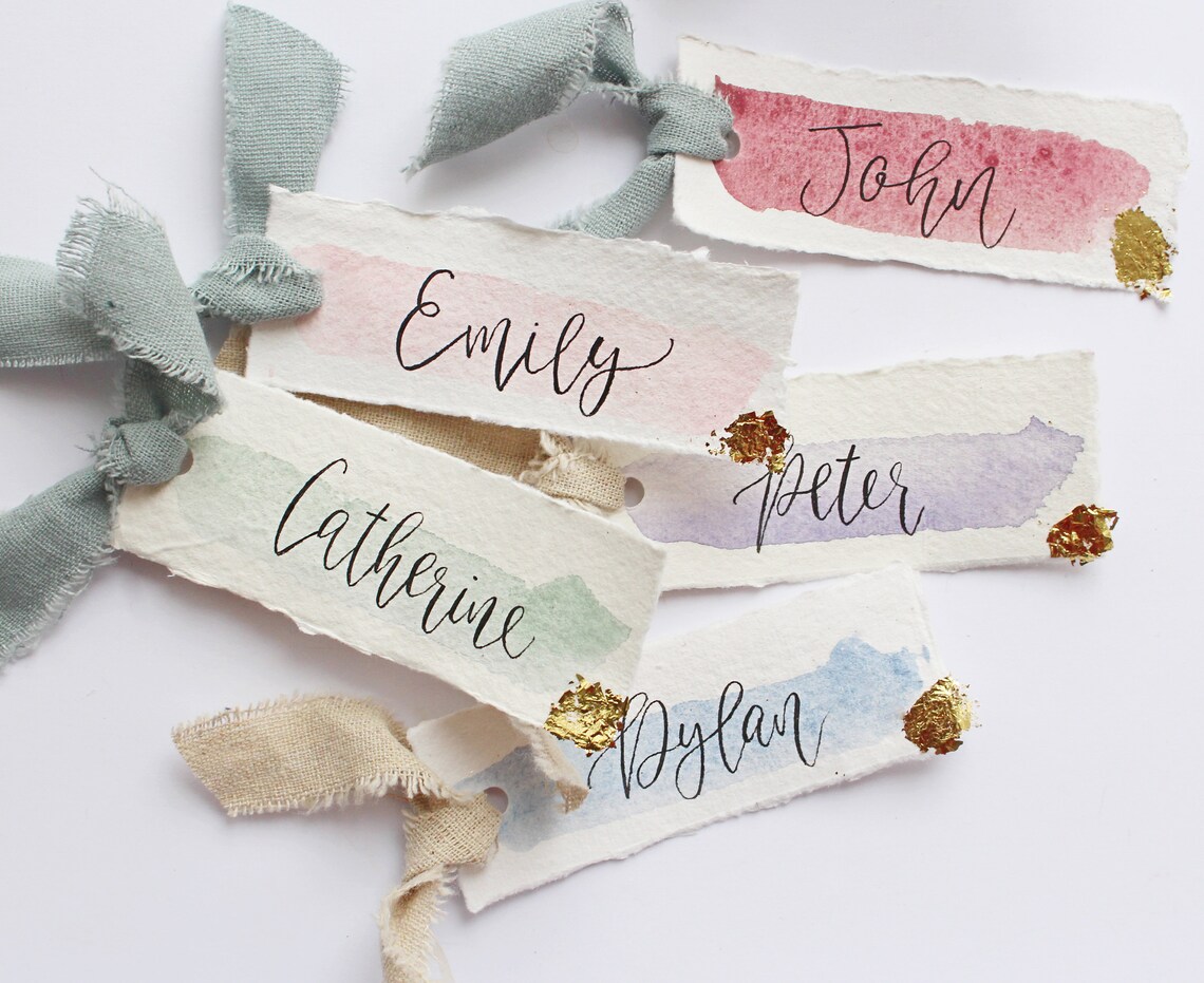 Modern Calligraphy Place Cards Handmade Paper Table Cards - Etsy