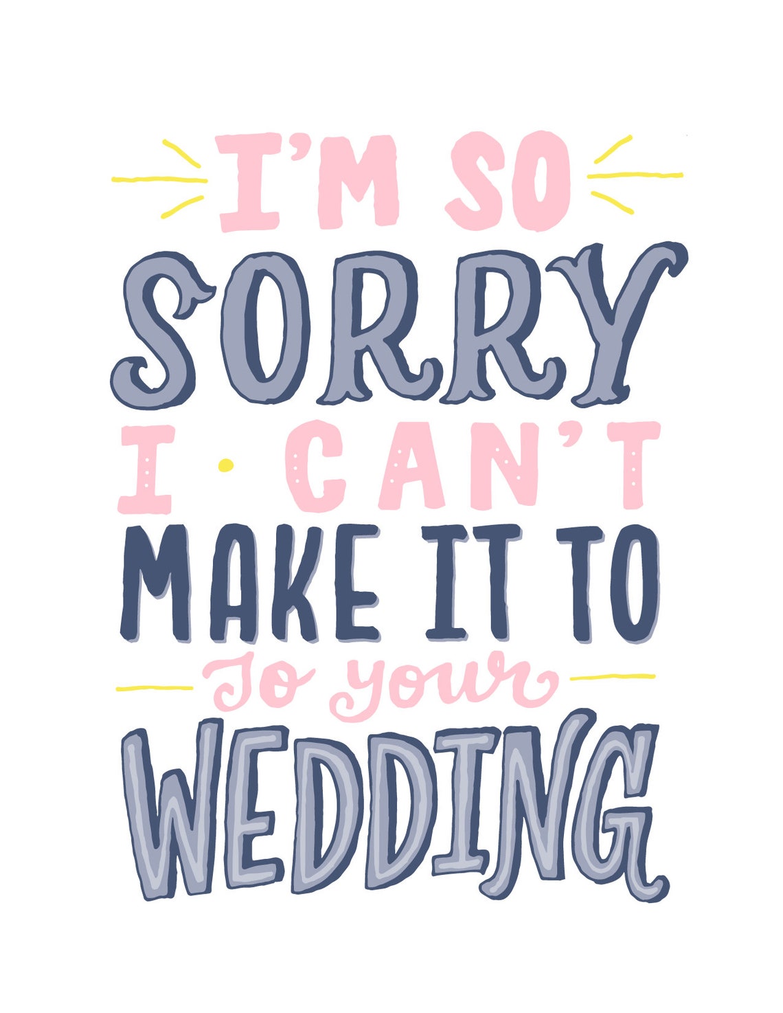 I'm so Sorry I Can't Make It to Your Wedding RSVP Greeting Card - Etsy UK
