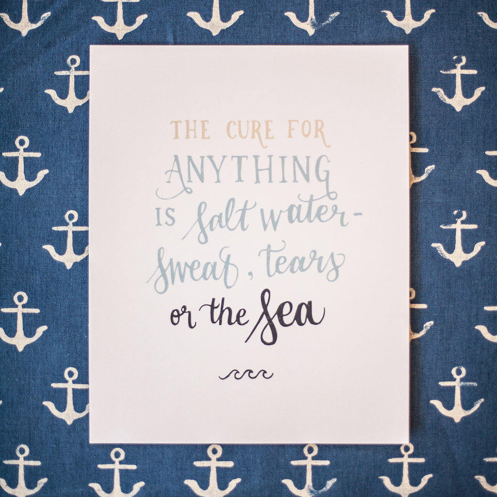 Sea & Salt Water Hand Lettered Print 8x10 Digitally Printed - Etsy