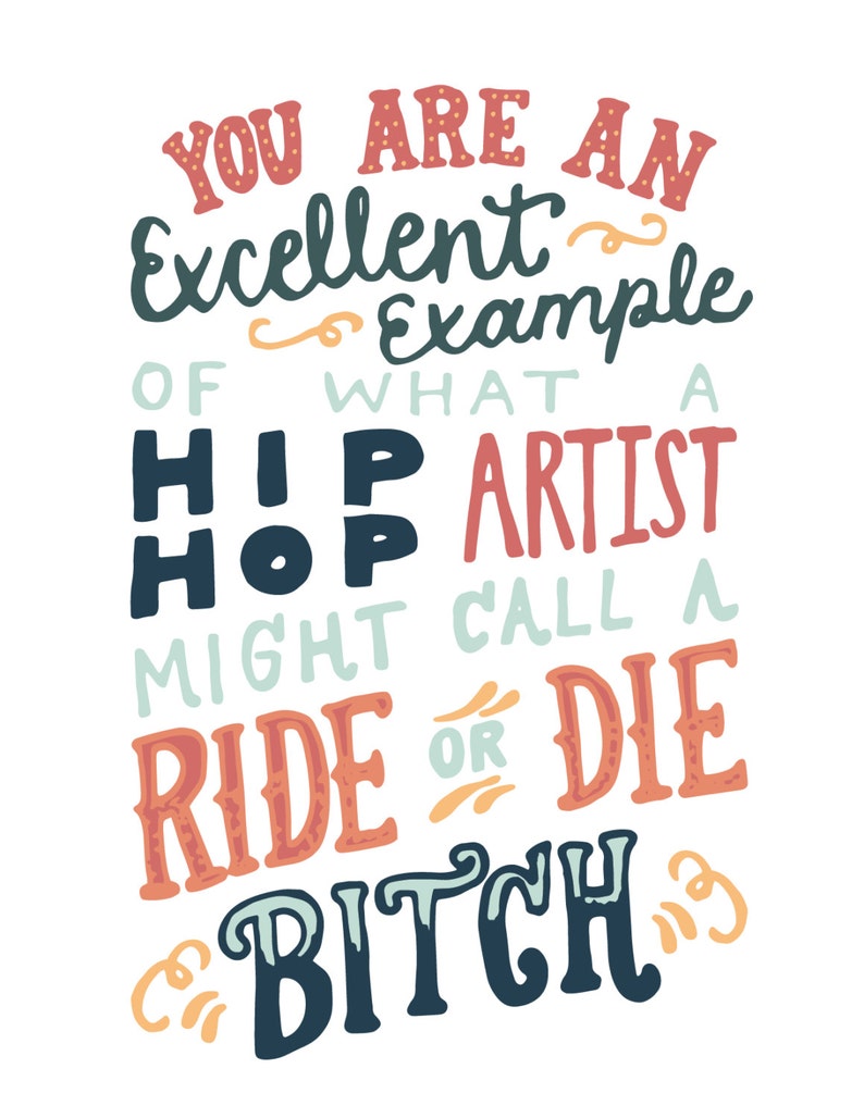 Ride or Die Best Friend Greeting Card quote by Mindy Kaling - Etsy Canada