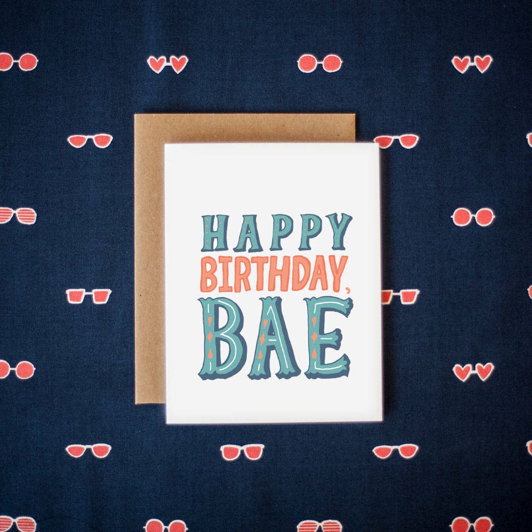 Happy Birthday Bae Greeting Card - Etsy
