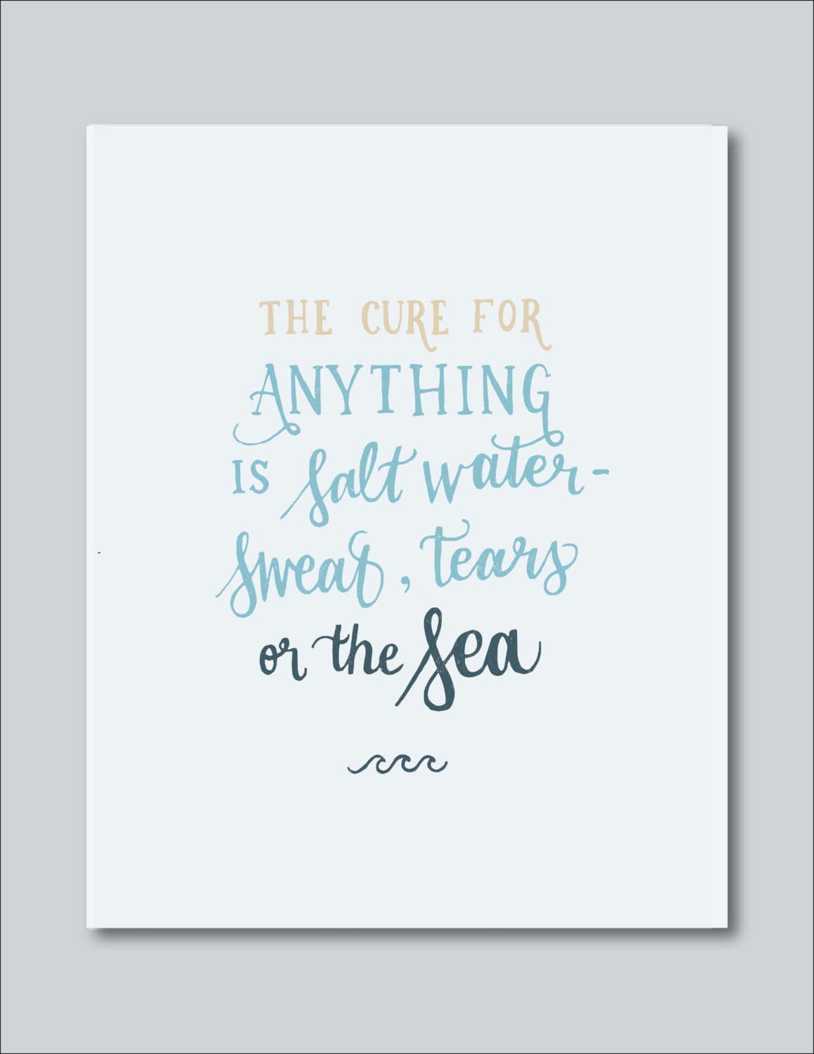 Sea & Salt Water Hand Lettered Print 8x10 Digitally Printed - Etsy