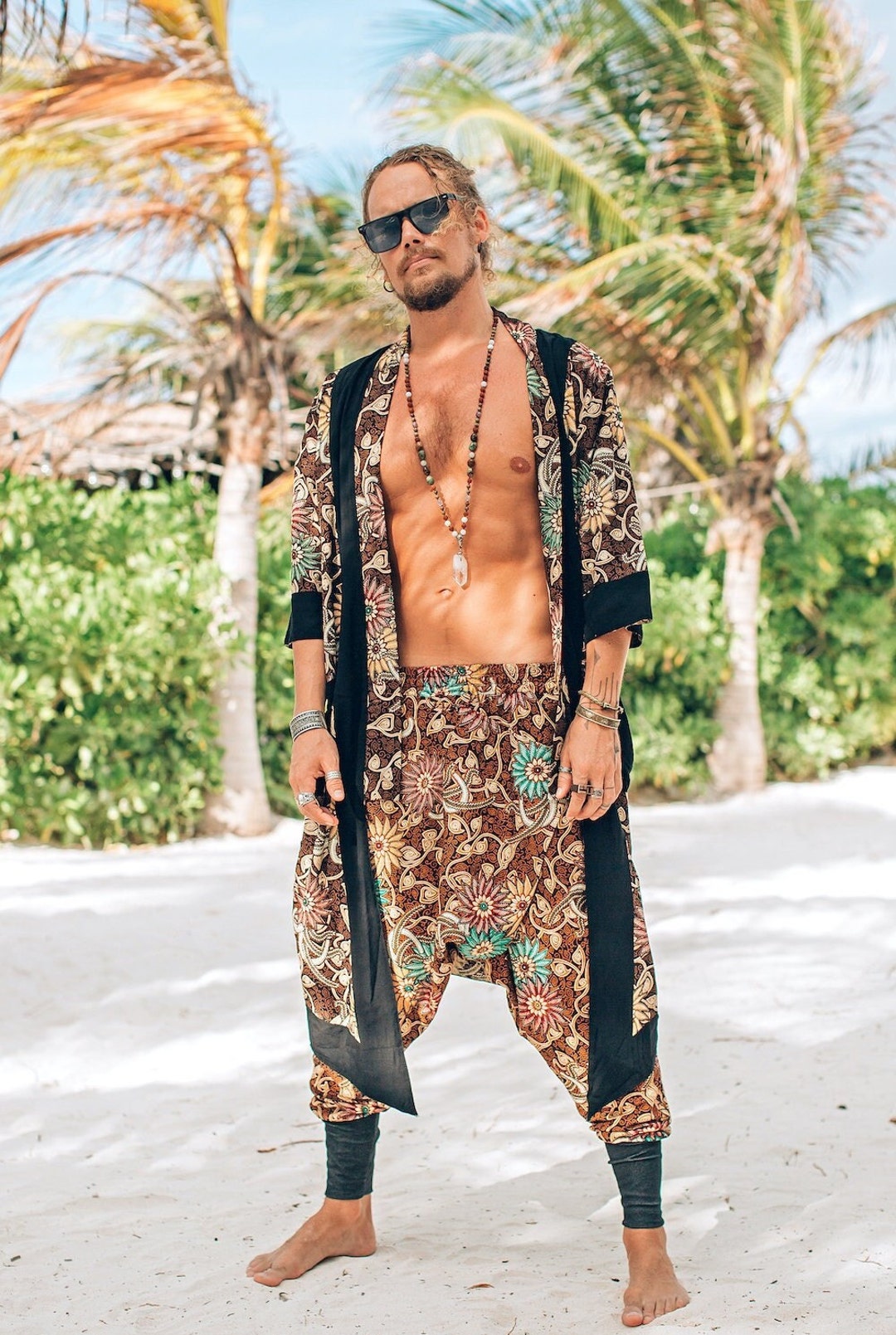 Festival Kimono Men / Bohemian Tulum Men Outfit, Boho Festival Man ...