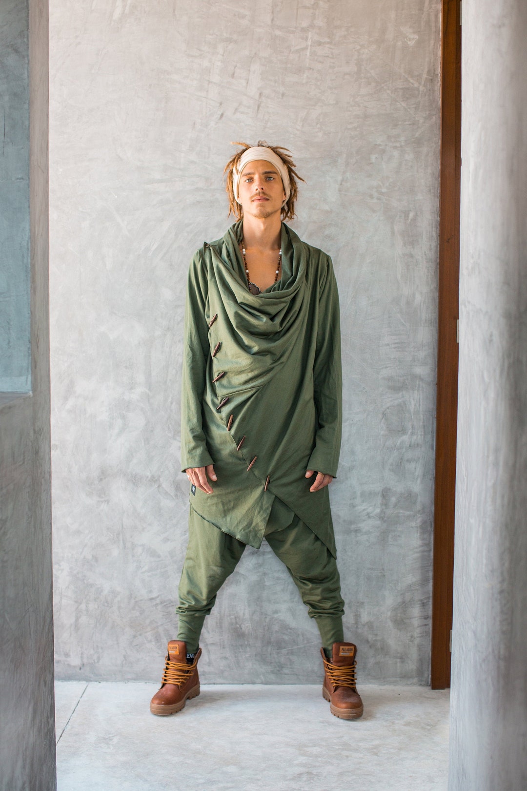 Shaman Costume, Green Jedi Robe, Hooded Desert Cloak, Shaman Clothing ...