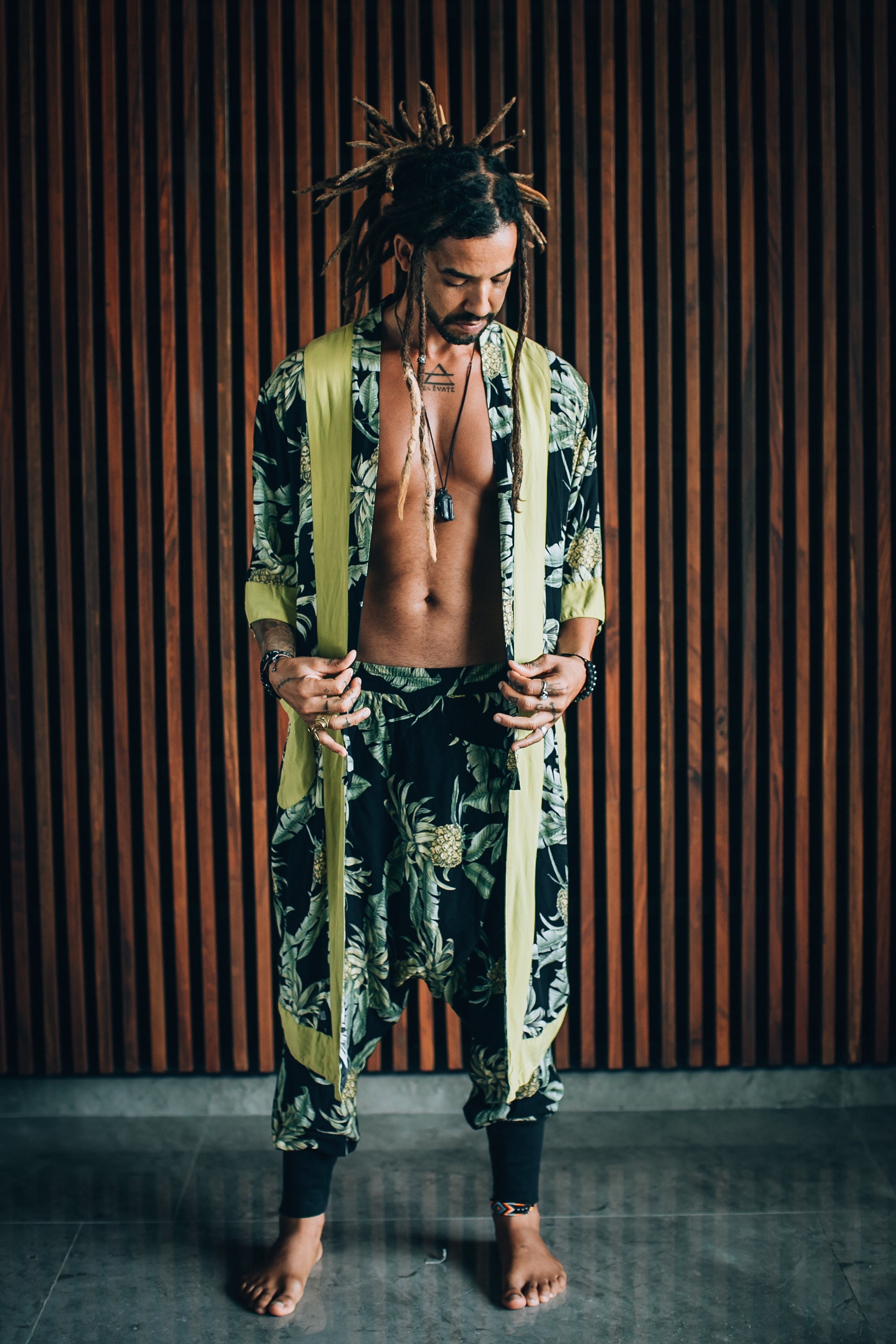 Festival Outfit Men Tropical Kimono Pineapple Robe Boho - Etsy