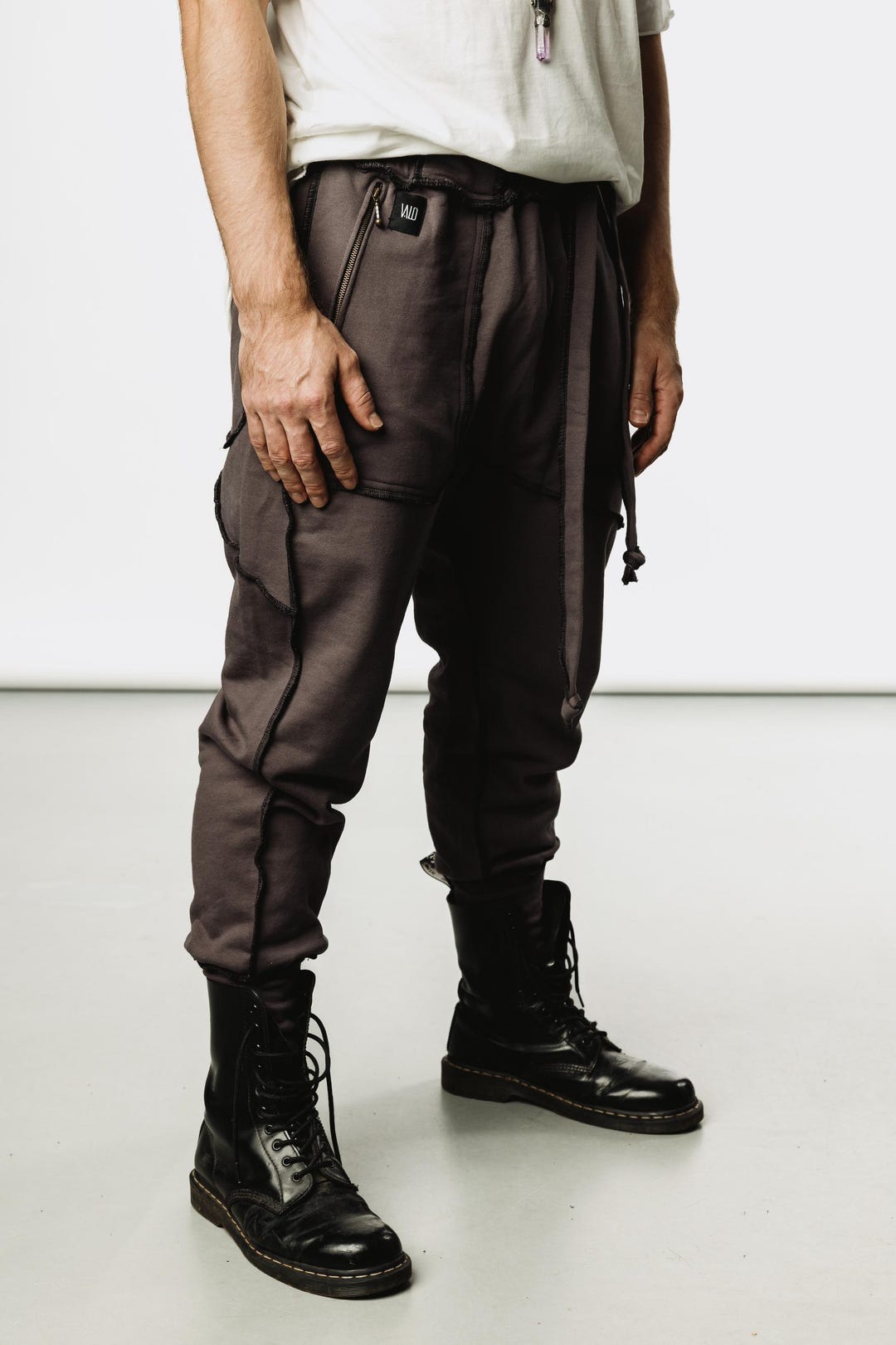 Stylish Drop Crotch Joggers / Dark Grey Comfortable Trousers / Comfy ...