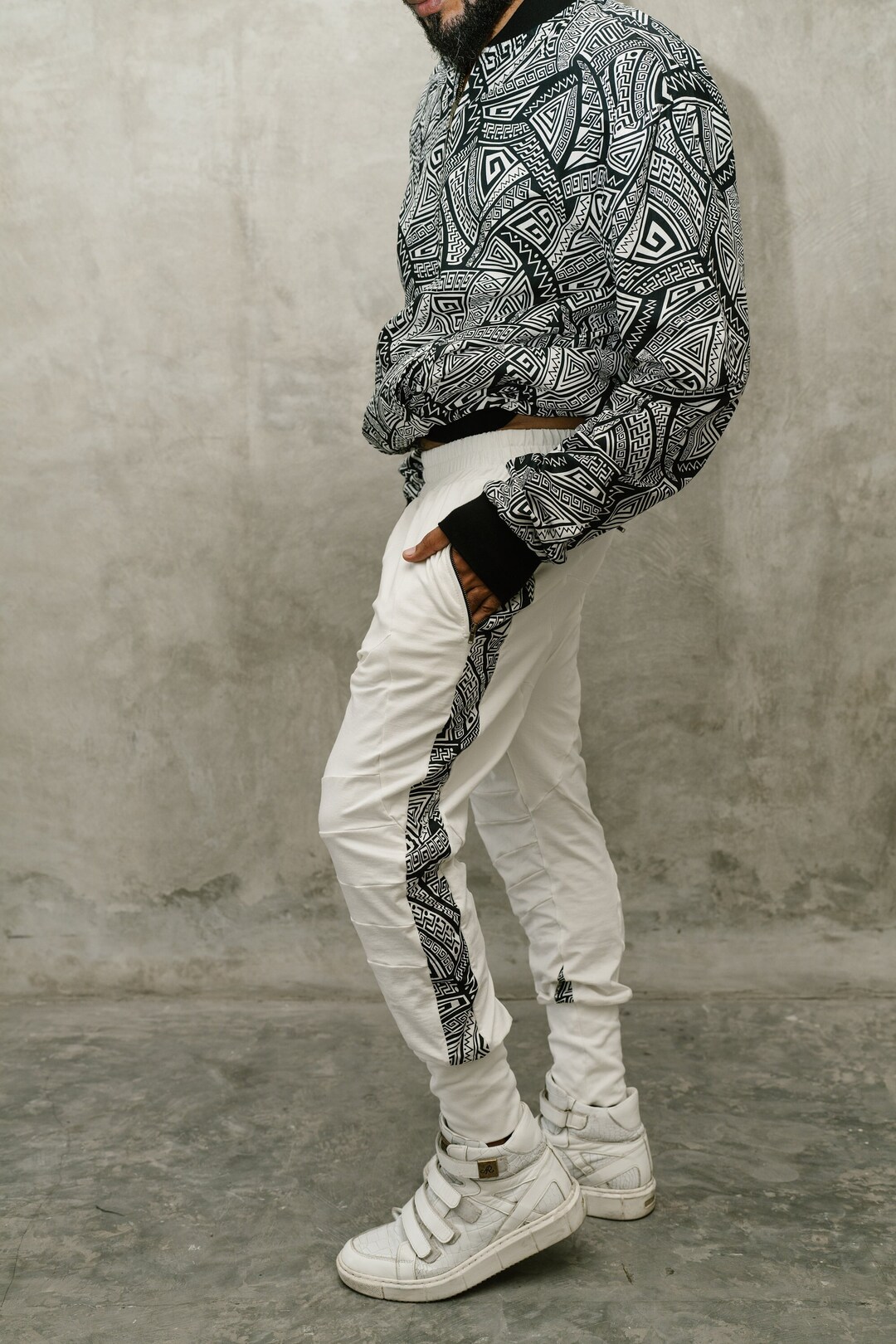 White Festival Pans, Mens Drop Crotch Pants, Tribal Bamboo Pants /CAPO ...