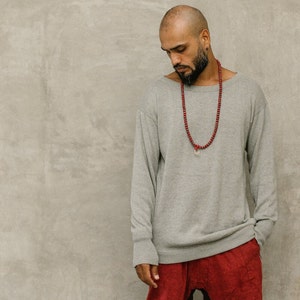 Knit Sweater Men, Asymmetrical Pullover, Oversized Winter Sweater, Deep ...