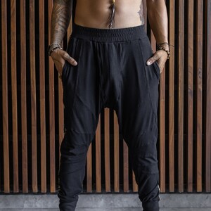 White Festival Pans, Mens Drop Crotch Pants, Tribal Bamboo Pants /CAPO ...