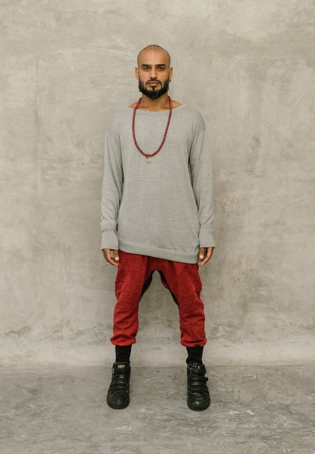 Knit Sweater Men, Asymmetrical Pullover, Oversized Winter Sweater, Deep ...