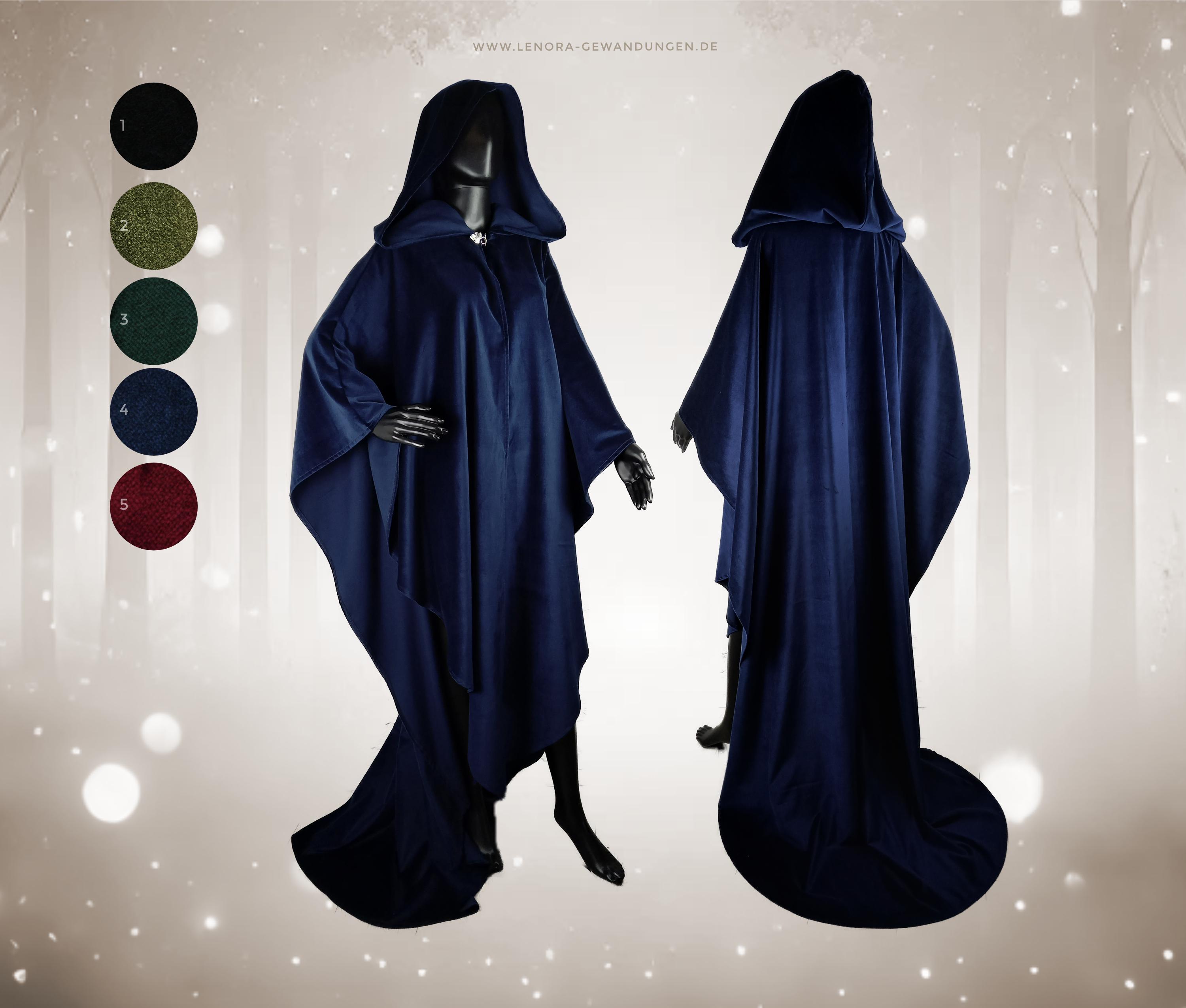 Fantasy Velvet Cloak lenora Long Cloak With Hood and Train for Wedding ...
