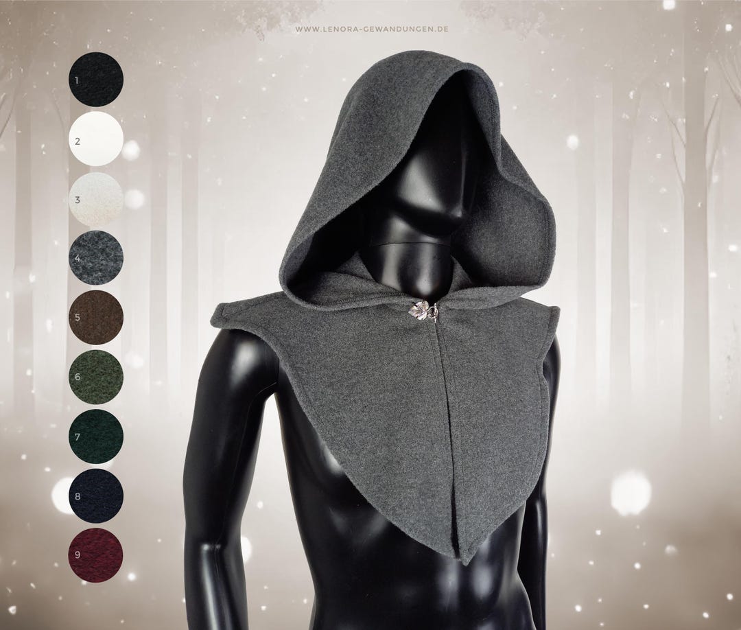 Fantasy Cowl elen Short Cape With Hood for Elves Hobbit Ranger Witcher ...