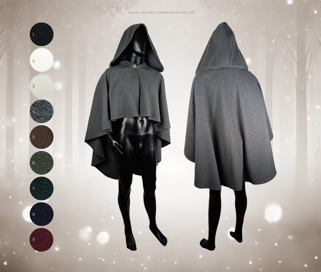Fantasy Cloak elen Short Cloak With Hood for Elves Witch Hobbit ...