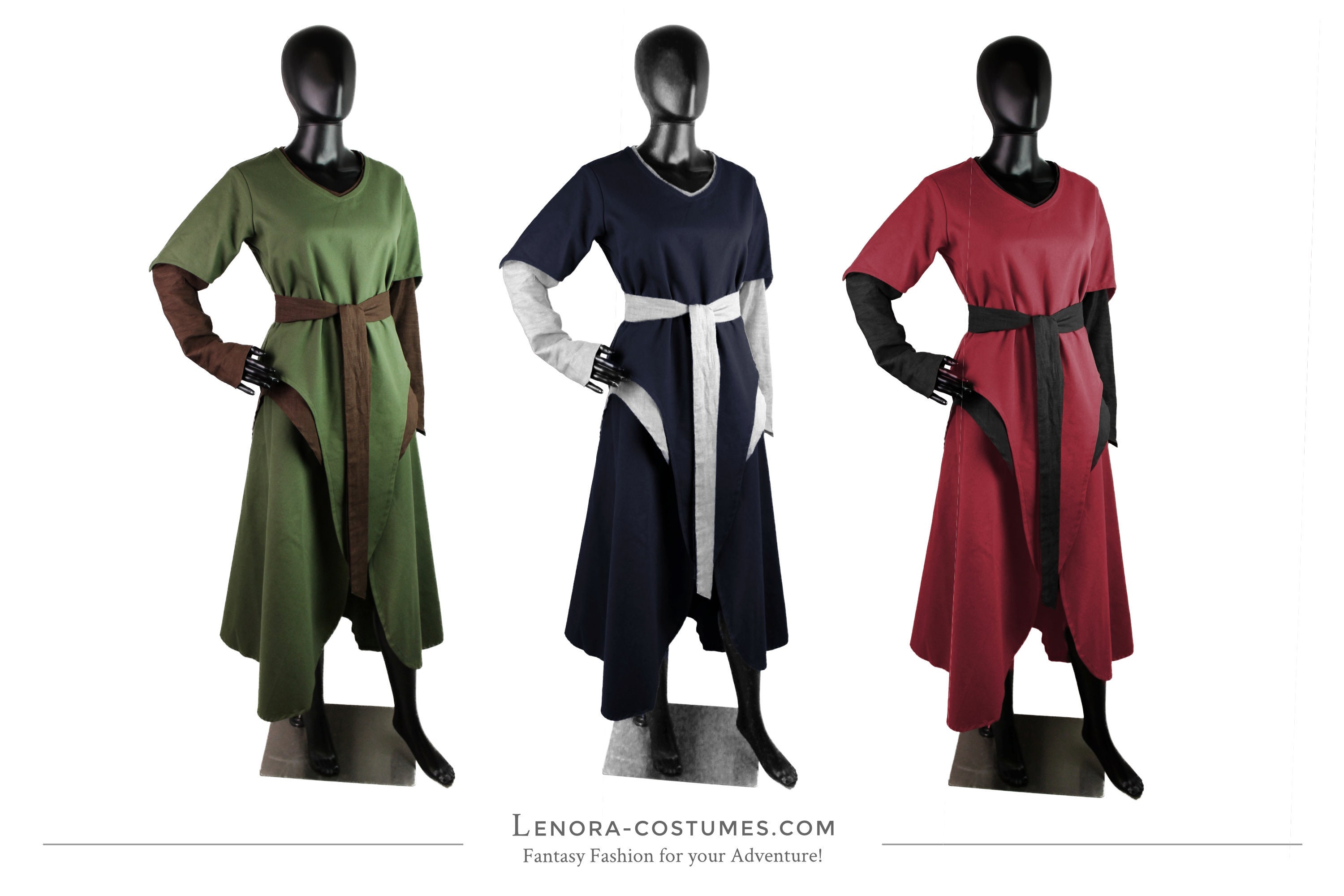 Set noraja 8 Colors Tunic Skirt Tabard Belt Elves Ranger Warrior LARP ...