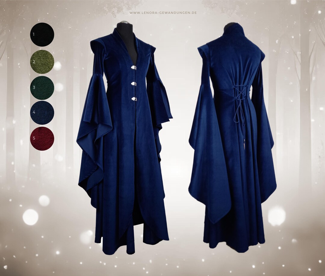 Fantasy Elven Velvet Coat lenora Long Coat With Back Lacing for Wedding ...