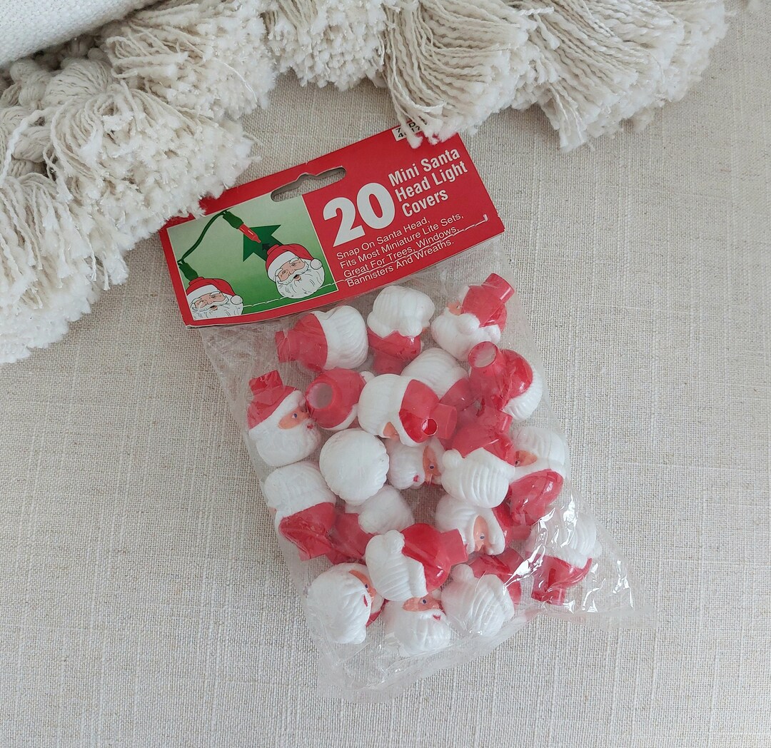 Vintage Mini Santa Head Christmas Light Covers Santa Blow Mold Light ...