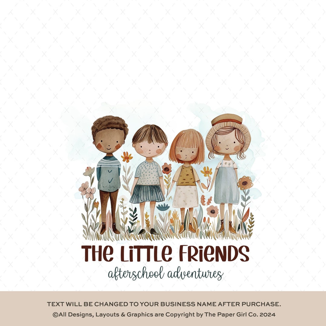 Watercolor Illustration Children Logo, Premade Kids Branding, Boutique ...