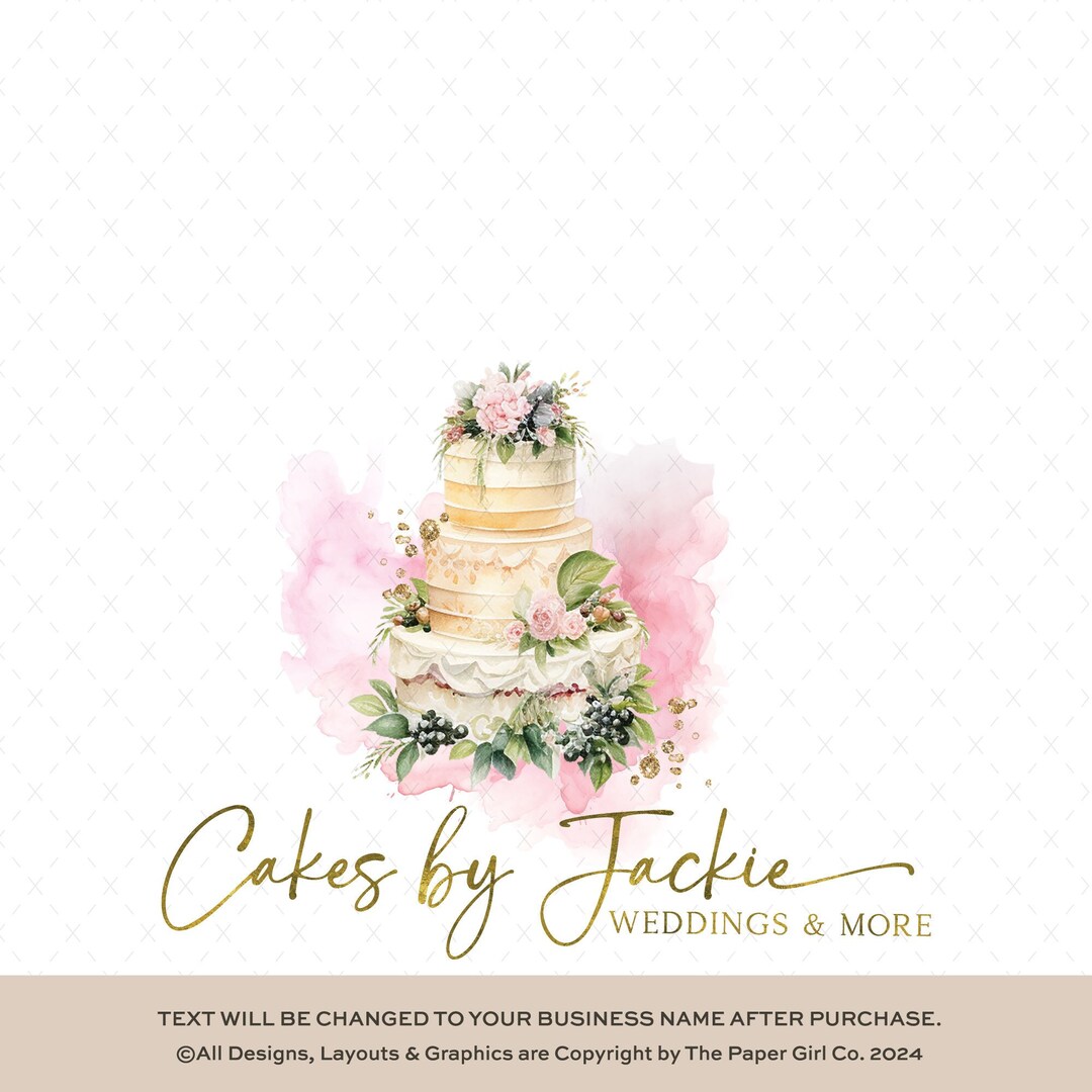 Premade Logo | Wedding Cake Logo | Chef Logo | Dessert Logo | Cake Shop ...