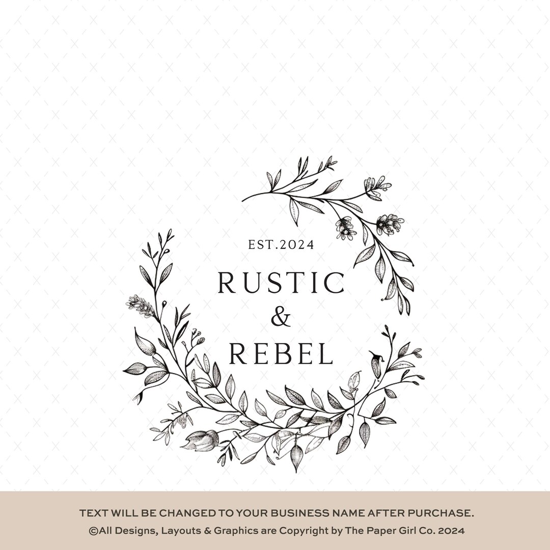 Floral Wreath Premade Logo Design, Minimalist Botanical Business ...