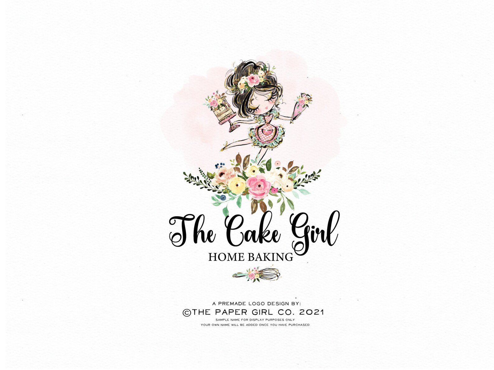 Baking Logo Design Watercolor Bakery Logo Handmade Bakery - Etsy