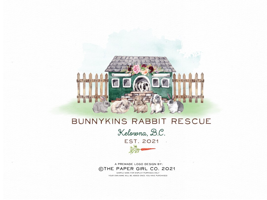 BUNNY LOGO, Rabbit Rescue Logo, Pet Logo, Farm Logo, Farmhouse Logo ...