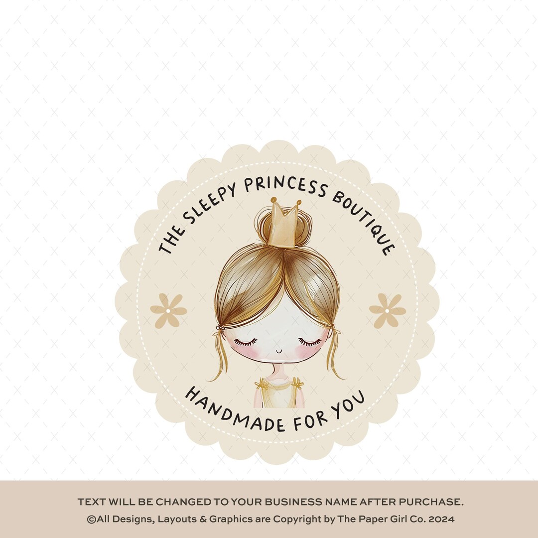 Princess Whimsical Logo, Pre-designed Boutique Branding, Gold Crown ...