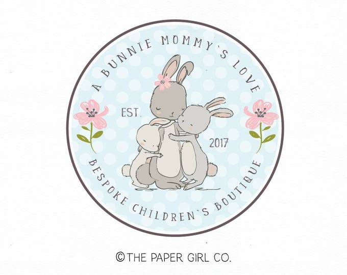 Rabbit Logo-bunny Logo-cottontail Logo-animal Logo-kids Logo-watercolor ...