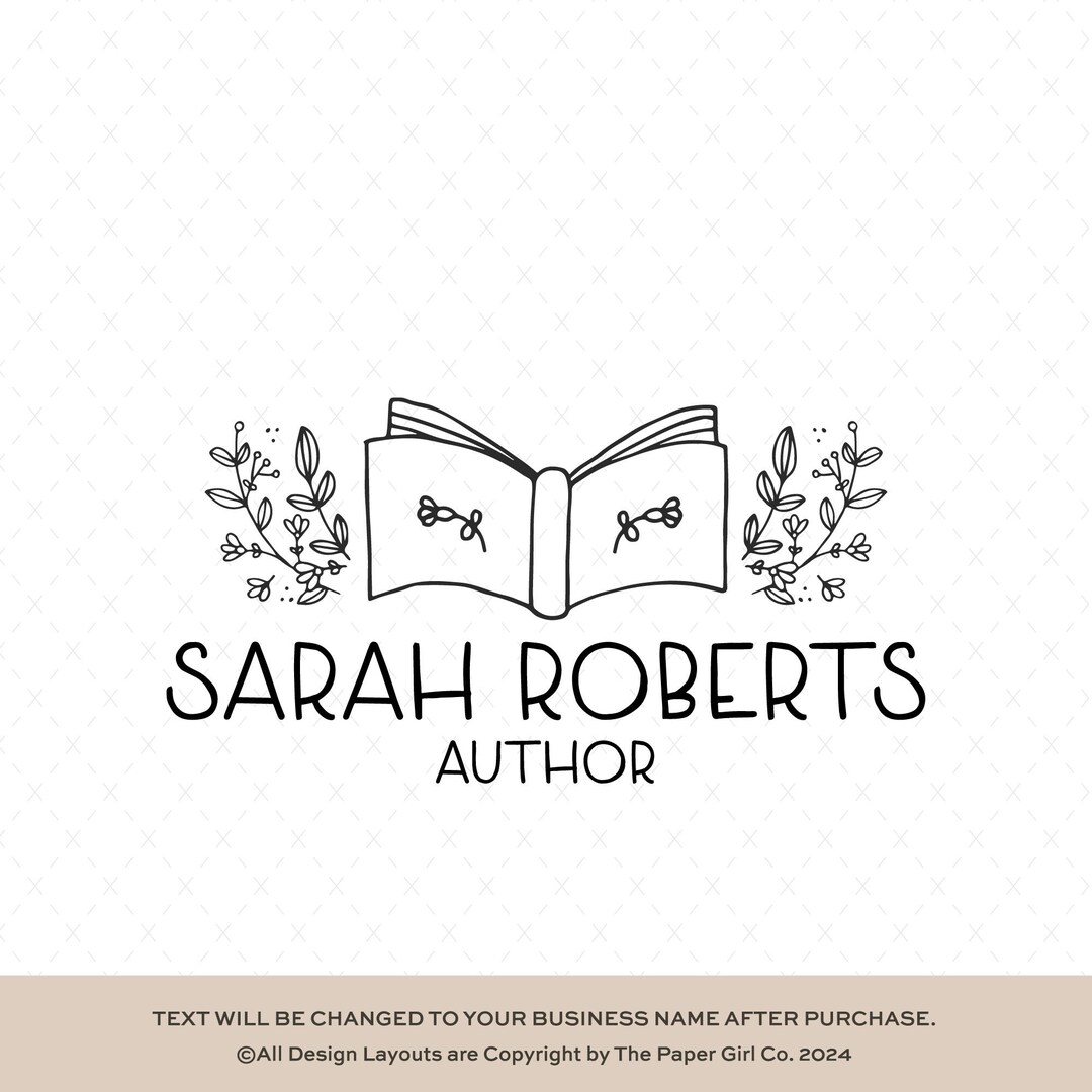 Minimalist Open Book Logo, Pre-made Author Logo Design, Small Business ...