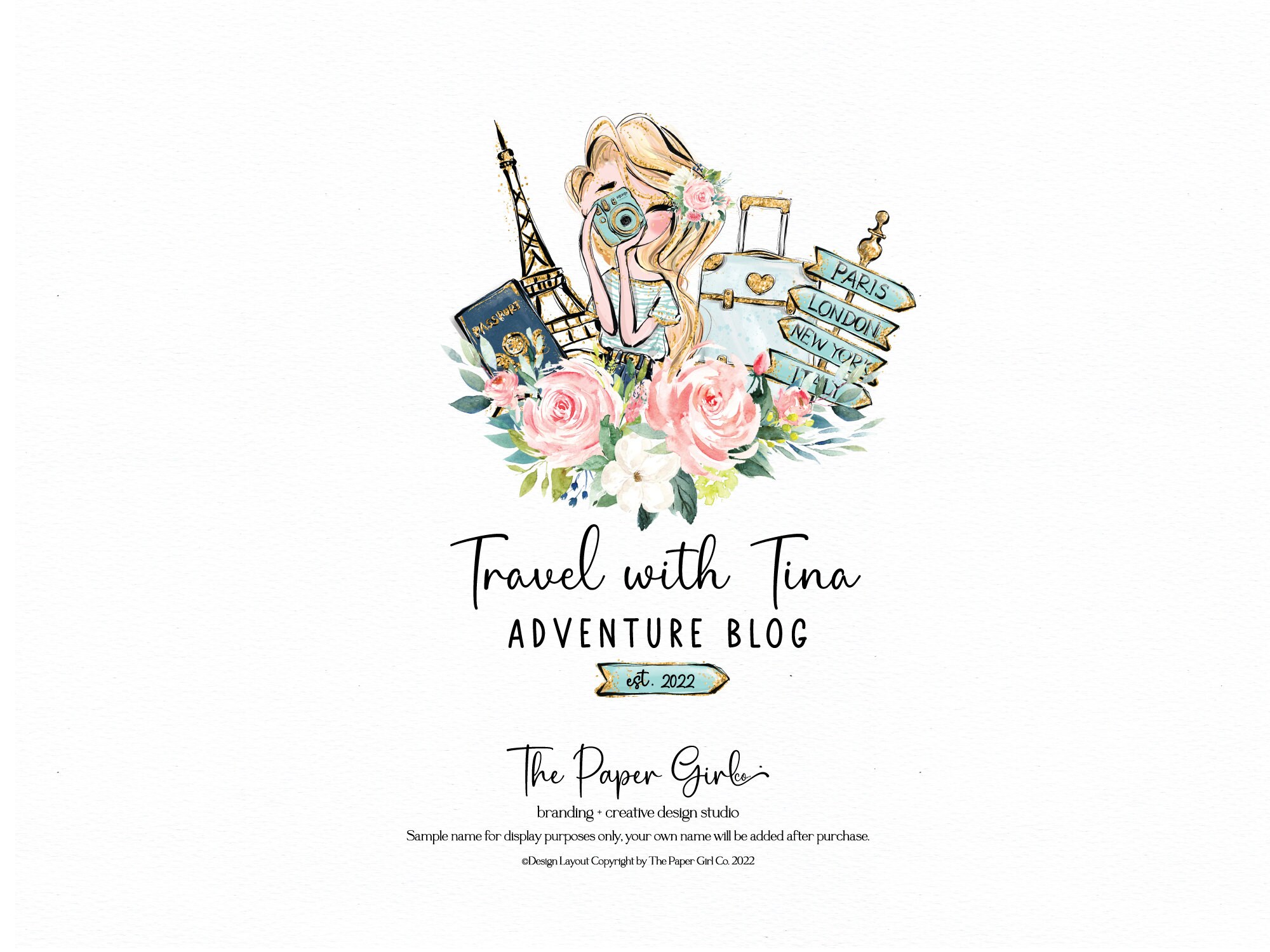 Travel Agent Logo Photography Logo Camera Logo Eiffel Tower | Etsy